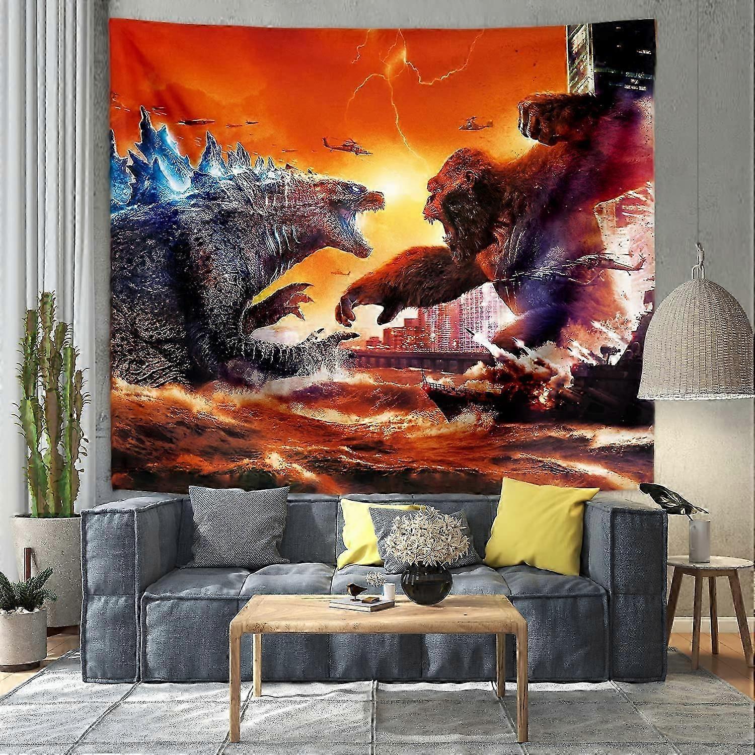 Godzilla Tapestry Wall Tapestry Wall Hanging Godzilla vs Kong of The ...