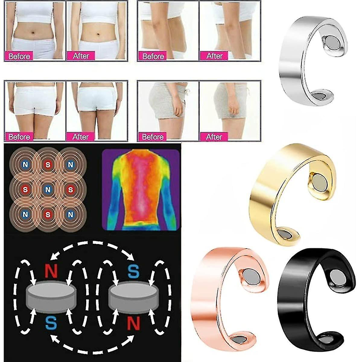 4 Set Lymphatic Drainage Ring With Lymph Detox Magnetic Bracelet ...