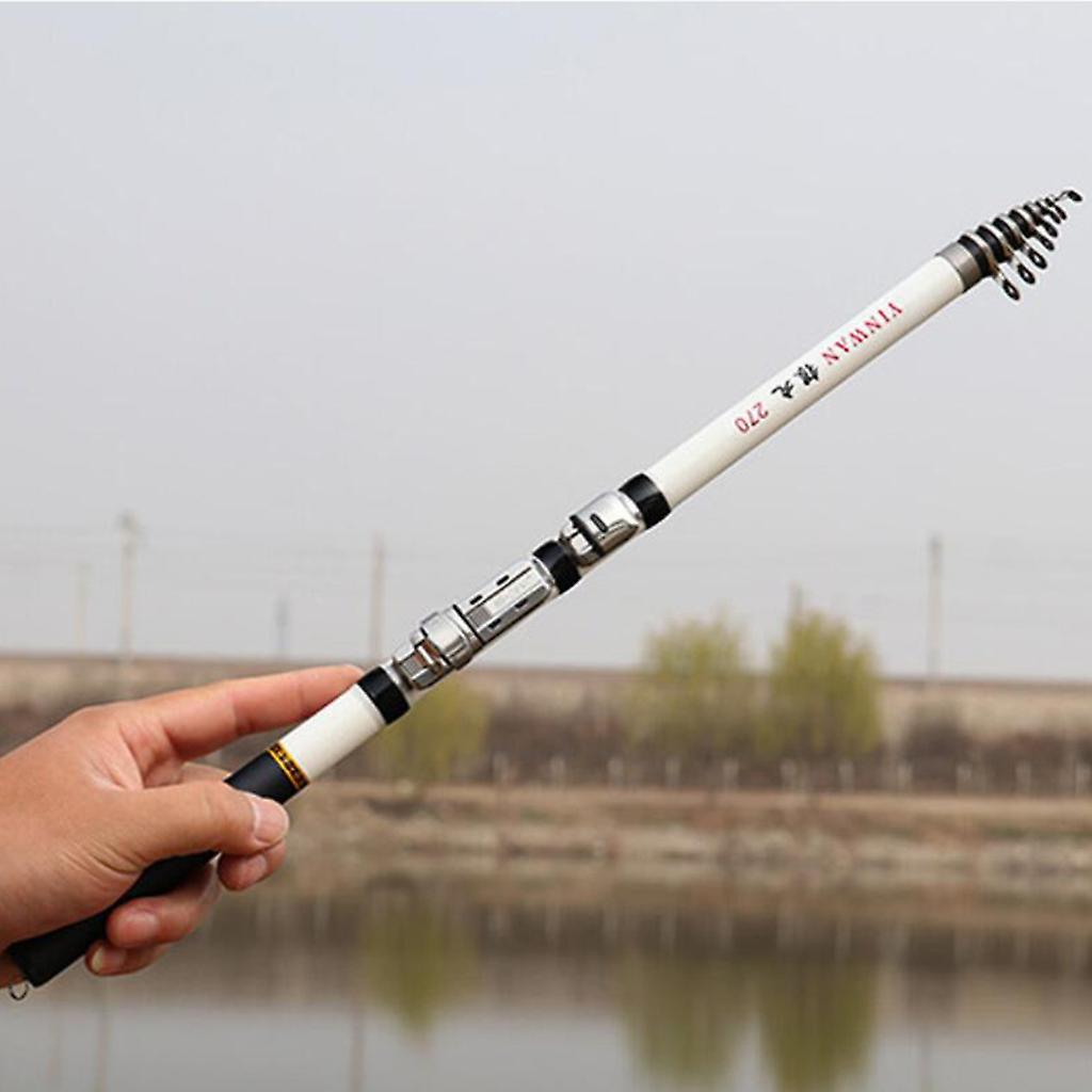 Carbon Fiber Telescopic Rock Fishing Rod Sea Pole Travel Rod 2.1m White ...