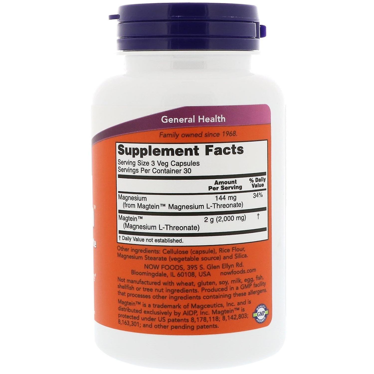 Now Foods, Magtein, Magnesium L-Threonate, 90 Veg Capsules | Fruugo NZ