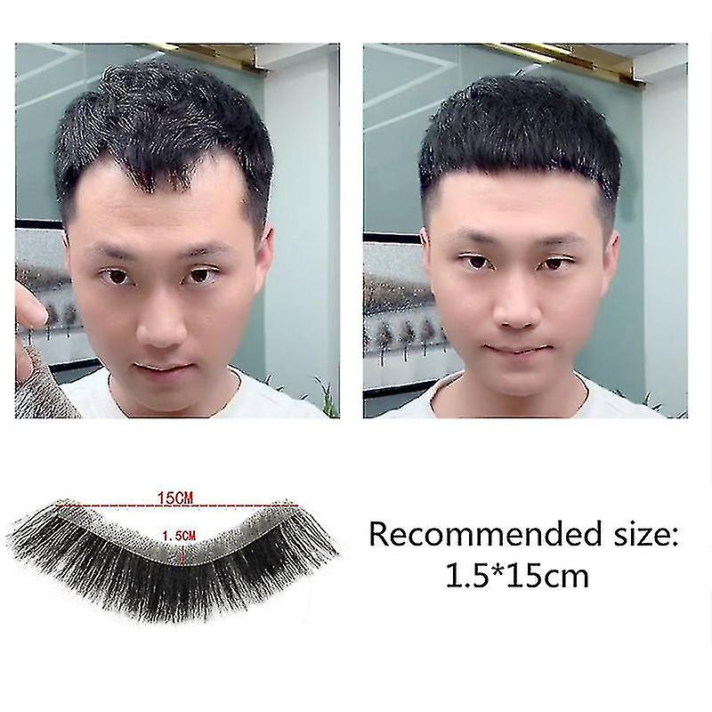 Men's Toupee Human Short Hairpiece Natural V Style Forehead Hairline ...