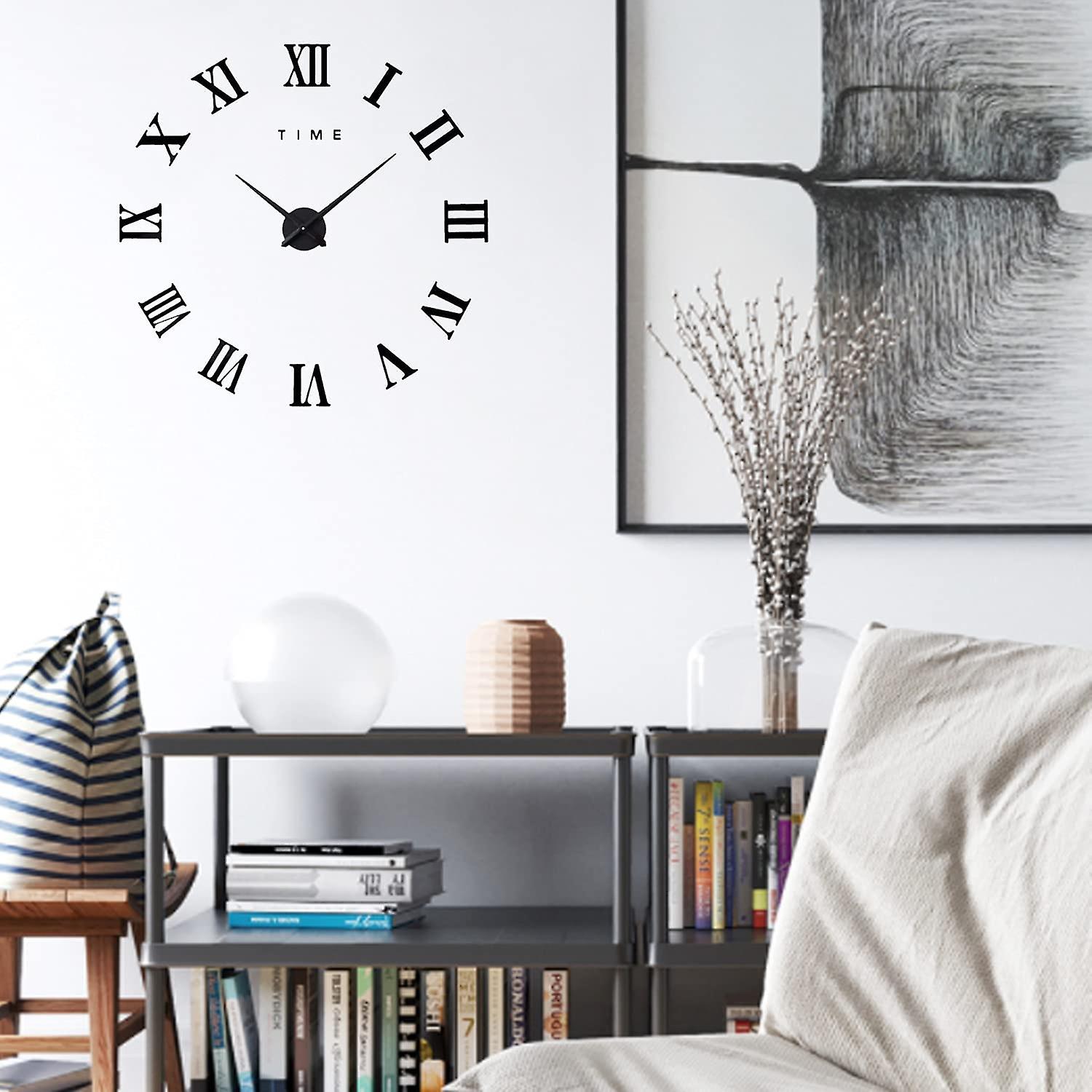 DIY Modern 3D Wall Clock, Large Wall Clock Roman Numerals Large Clock ...