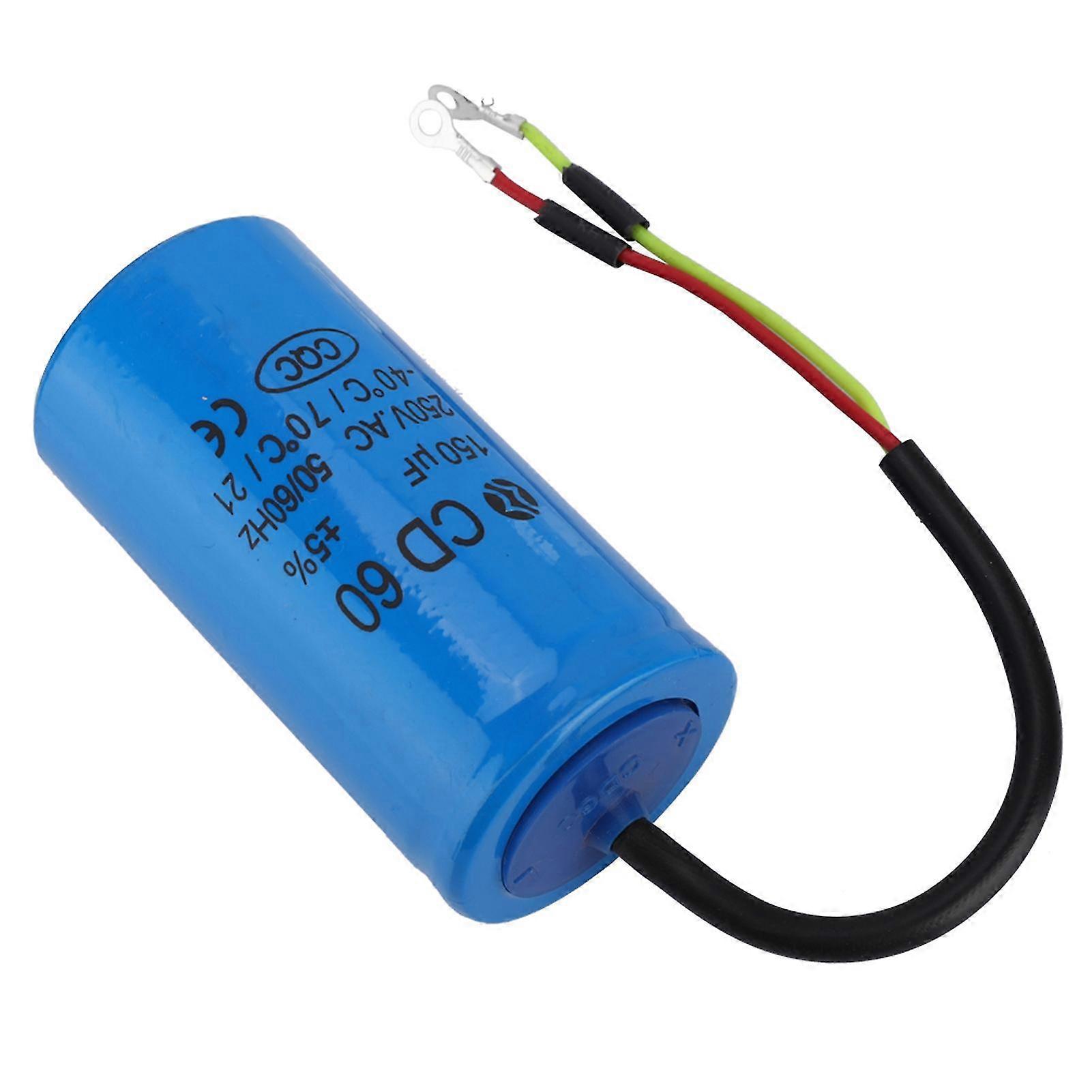 Motor and Air Compressor Run Capacitor - 150uF 250V AC with Wire Lead ...