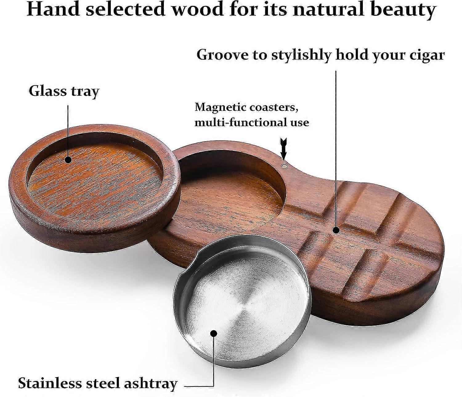 Wooden Cigar Ashtrays Coaster/whiskey Glass Tray And Cigar Holder ...
