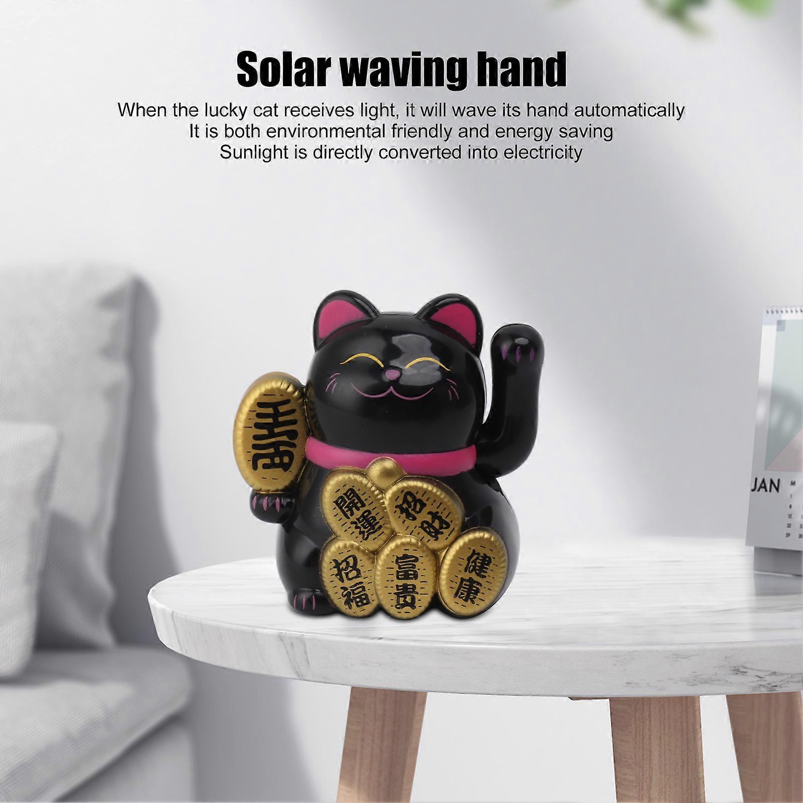 Solar Powered Lucky Cat 2 Inch Mini Cute Solar Waving Cat Lucky Wealth ...