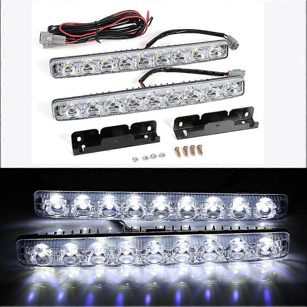 2pcs White 9-LED Long Strip Daytime Running Light DRL Car Fog Day ...