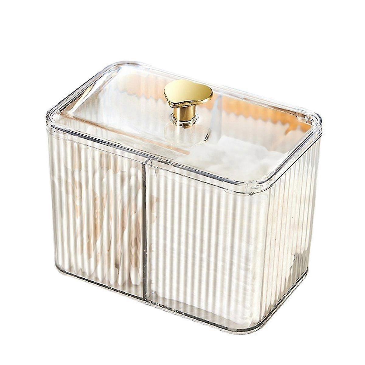 Cotton Swabs Dispenser 3 Grids Cotton Swabs Holder With Clear Lid ...