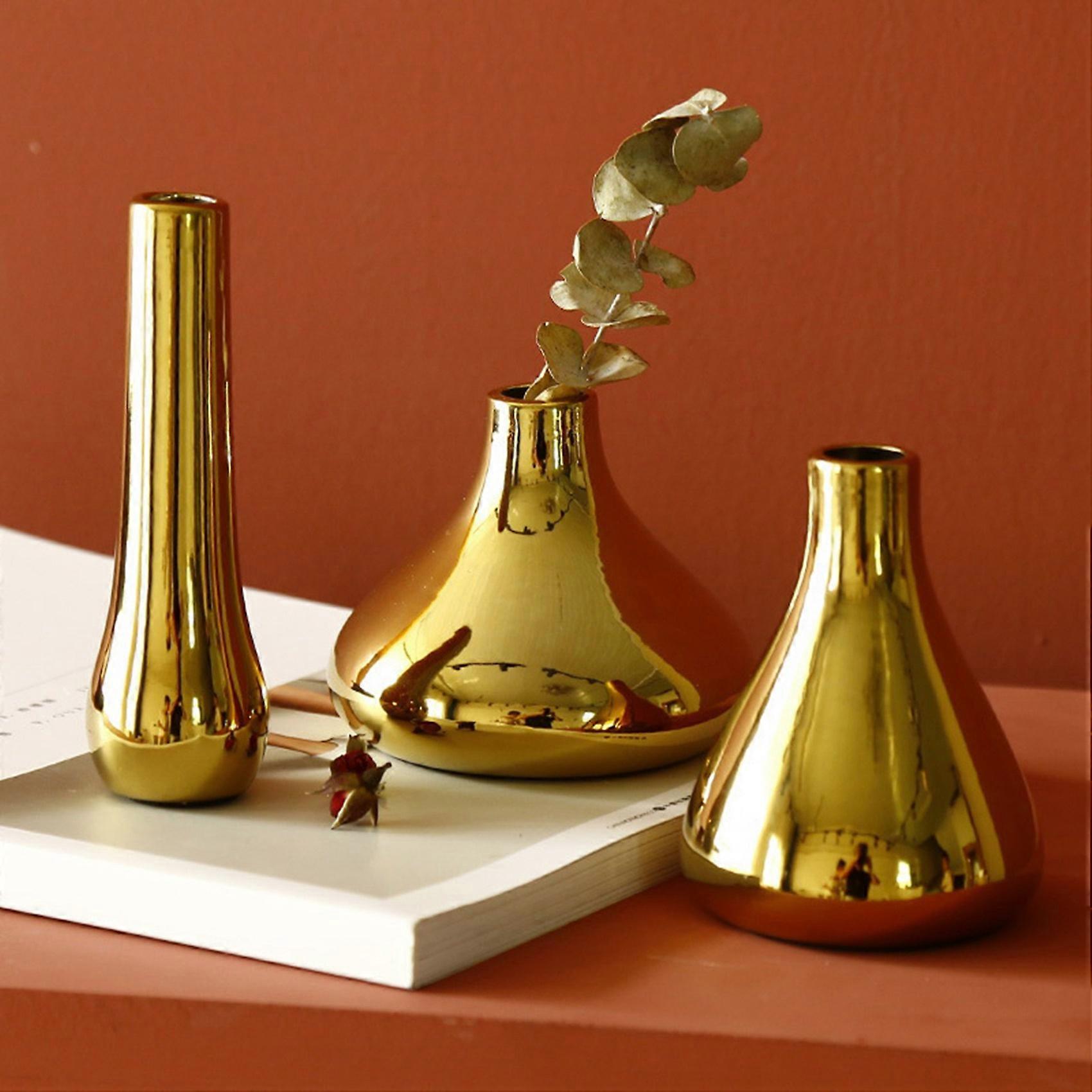 Nordic Home Office Desktop Decoration Luxury Vases Plated Gold Vase ...
