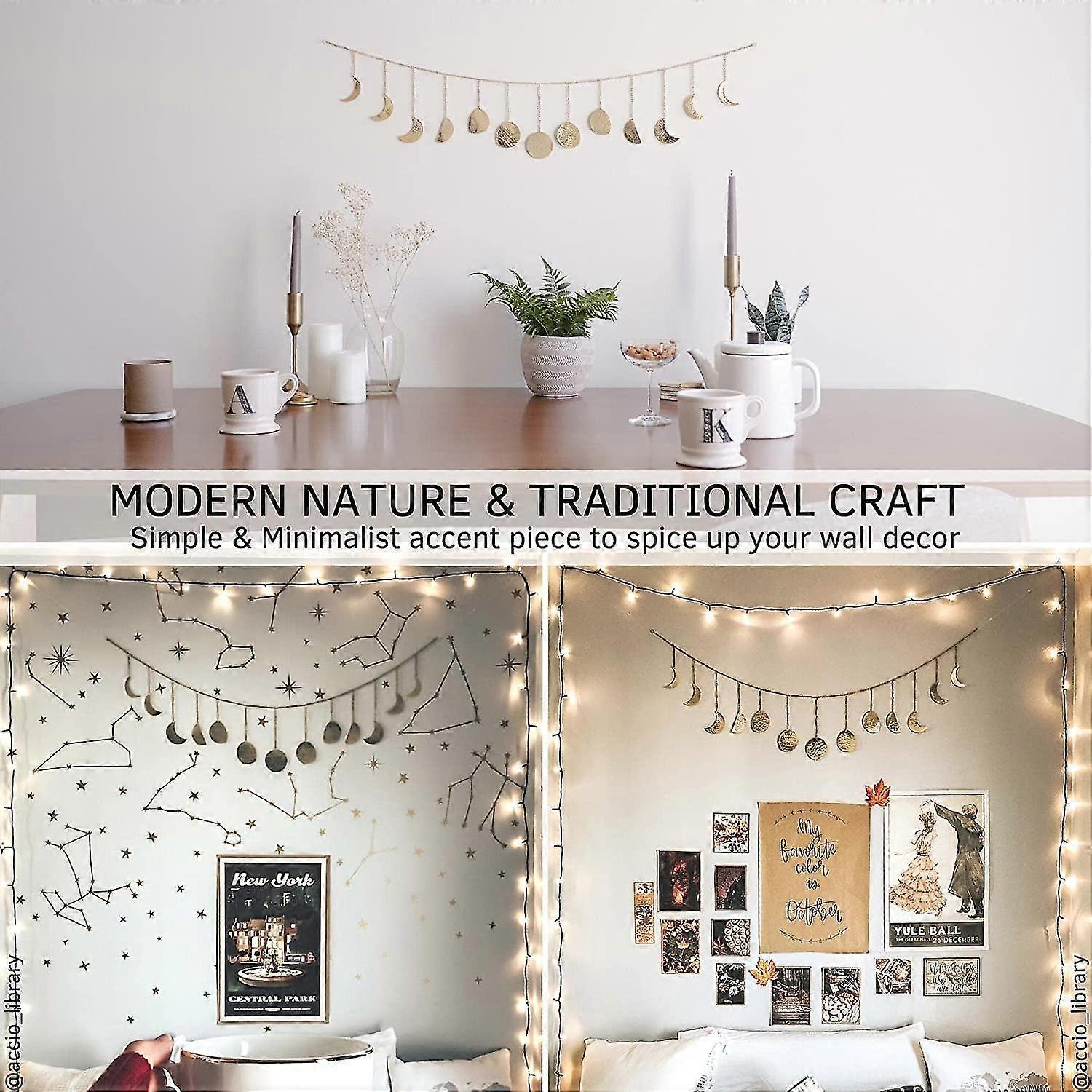 Moon Phases Wall Hanging, Handmade Hammered Gold 200cm 13 Moons Metal ...