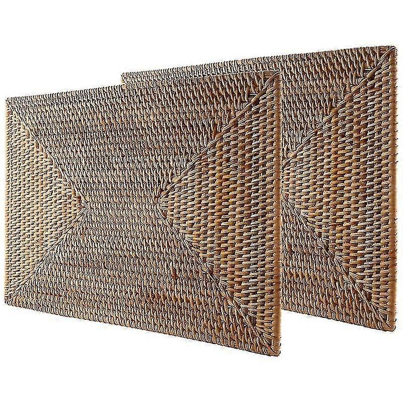 2 Pcs Table Mats Non Slip Rattan Placemats Dining Table Heat Resistant ...