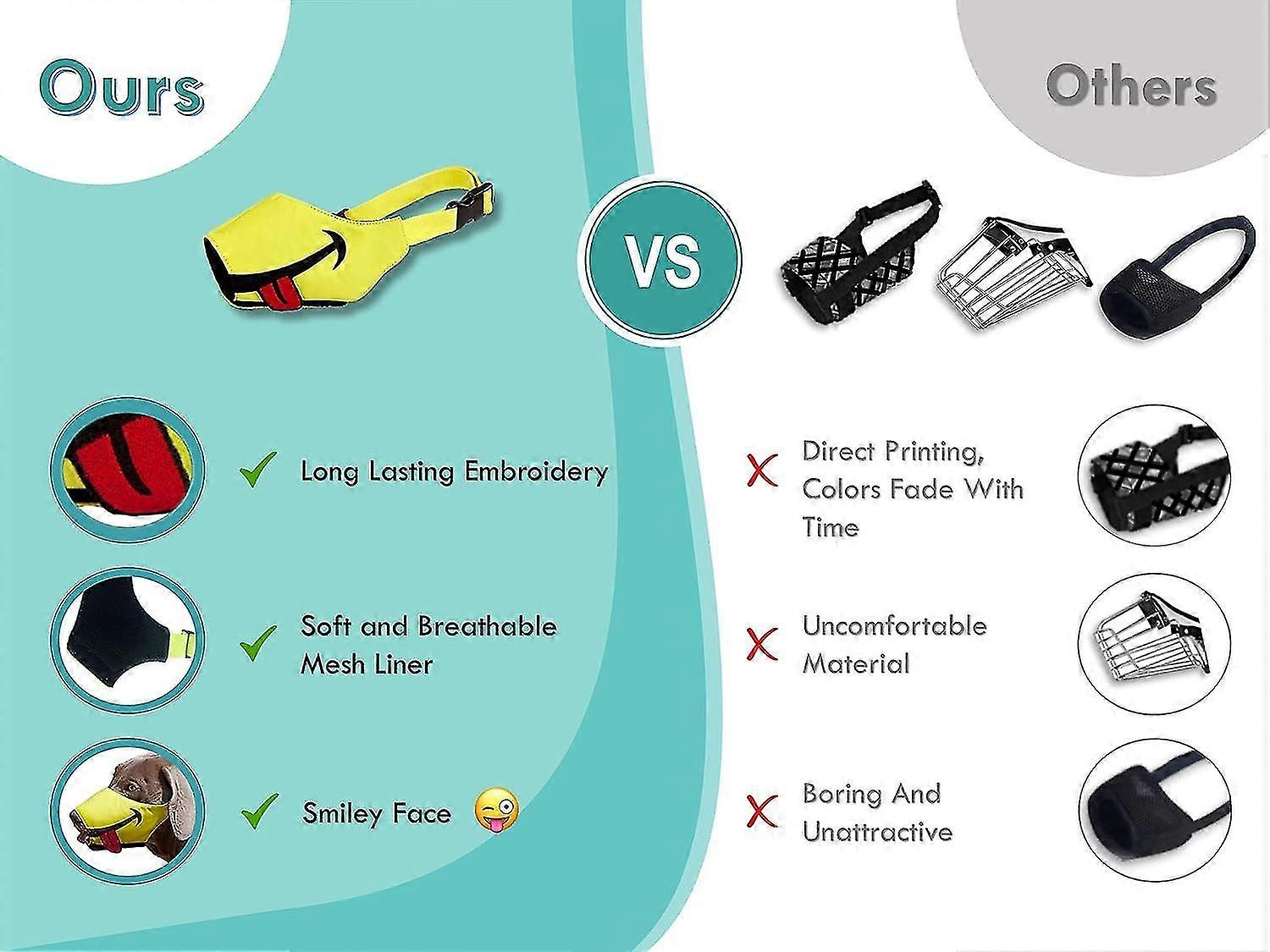 Dog Muzzle, Smiley Face Muzzle With Soft Breathable Air Mesh Nylon ...