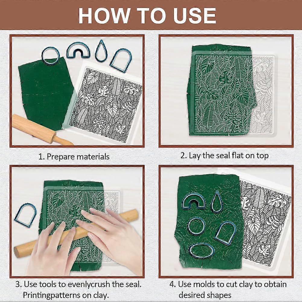 Polymer Clay Texture Sheets Leaves Silicone Texture Stamp Sheets Clay ...