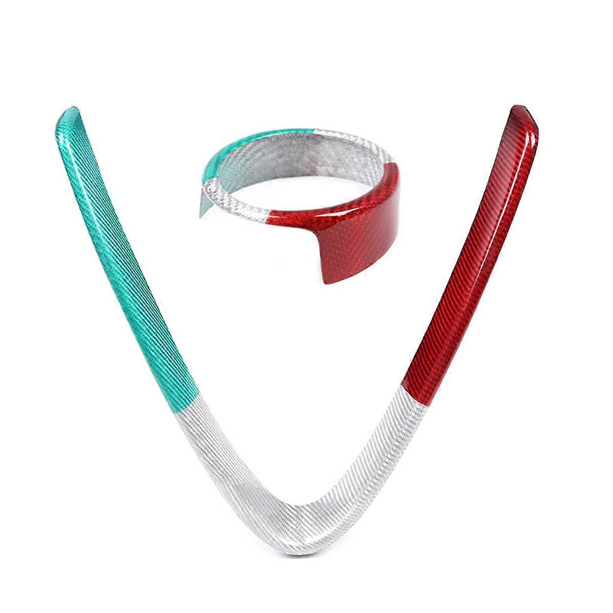 Real Carbon Fiber Car Front Grill Frame Circle Cover Trim & V-Shaped ...