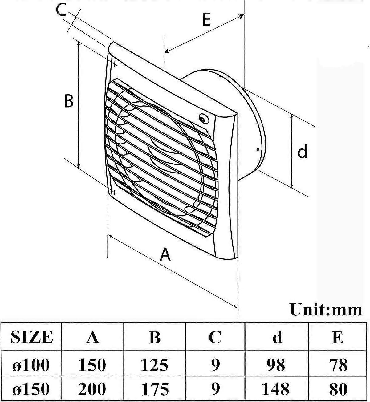 150mm Bathroom Fan with Non-Return Valve, 156 m鲁/h Tubular Fan | Fruugo UK