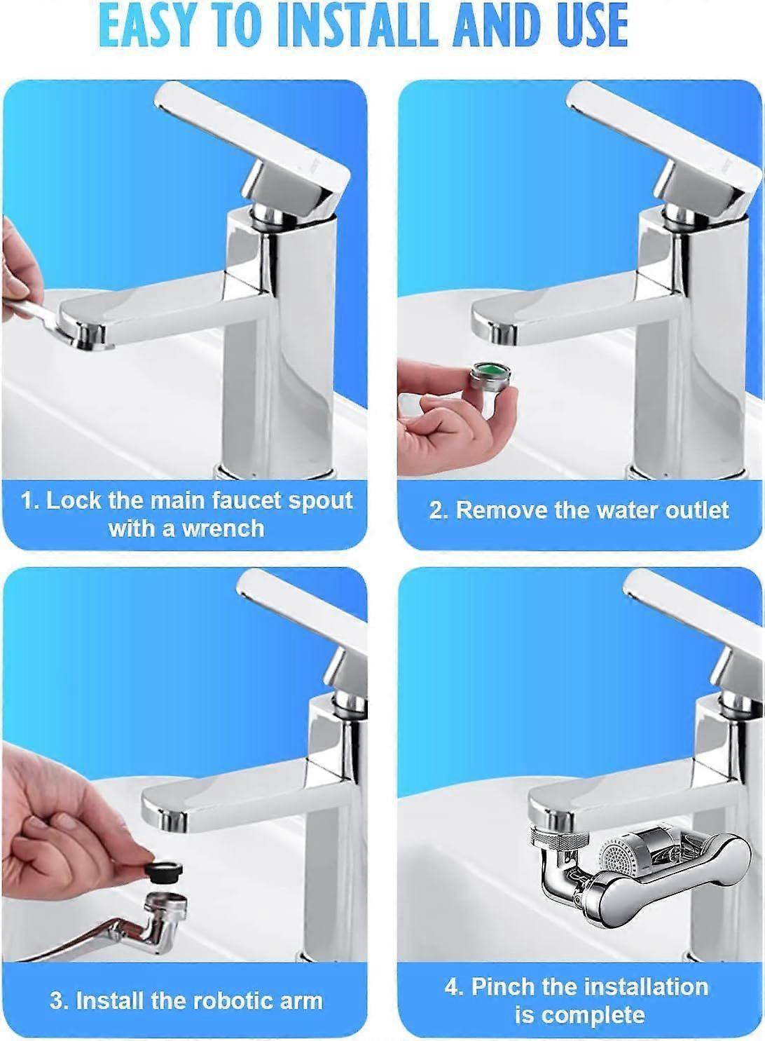 Faucet Extension - 2 pieces - 1080 Rotatable Faucet Extension - Faucet ...