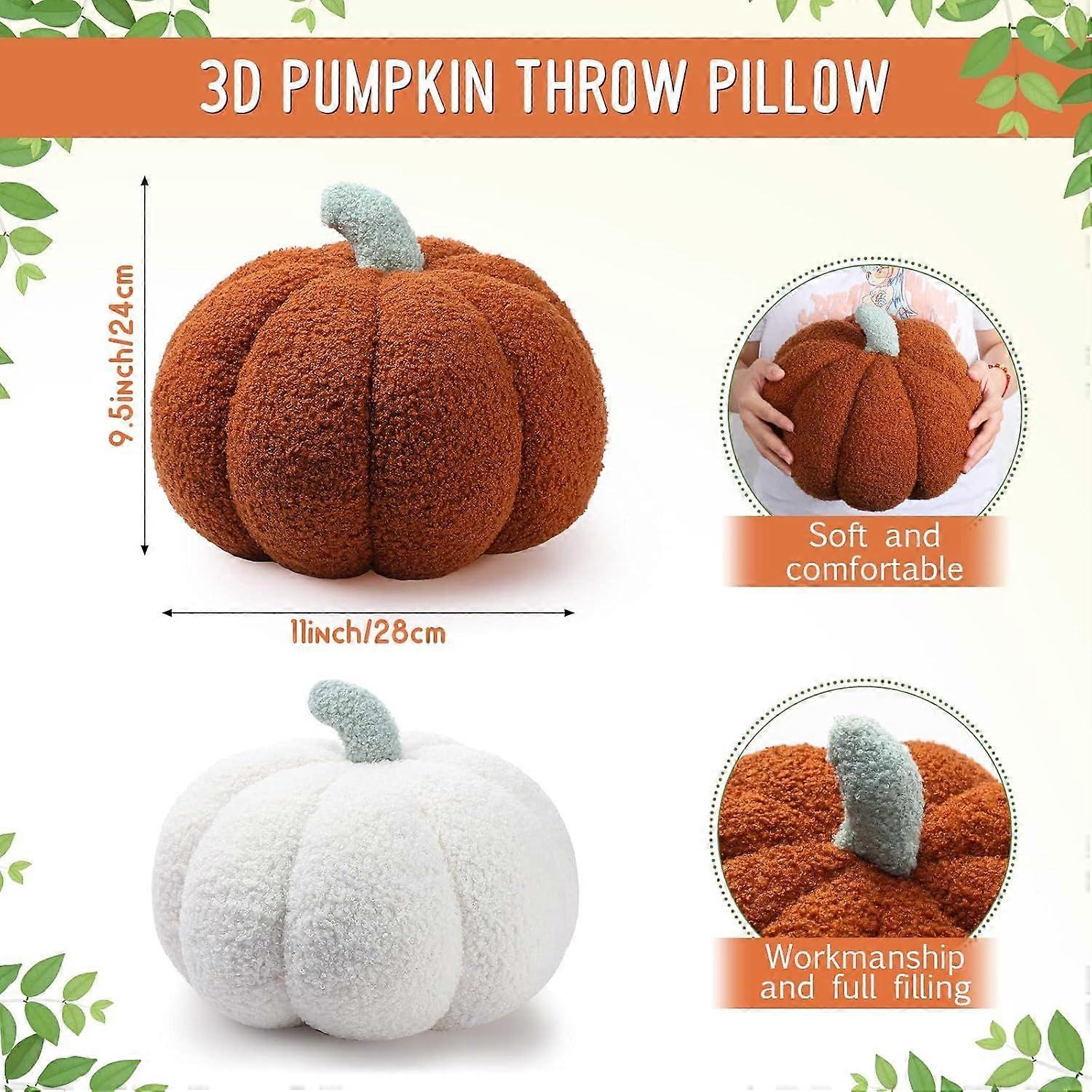 Pack of 2 Pumpkin Pillows, Fall Pumpkin Pillows, Pumpkin Cushion, 3D ...