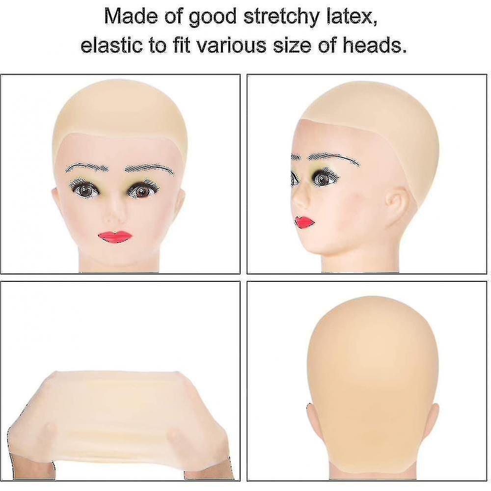 Latex Bald Caps For Adults - 4pcs Makeup Bald Head Wig Cap Costume ...