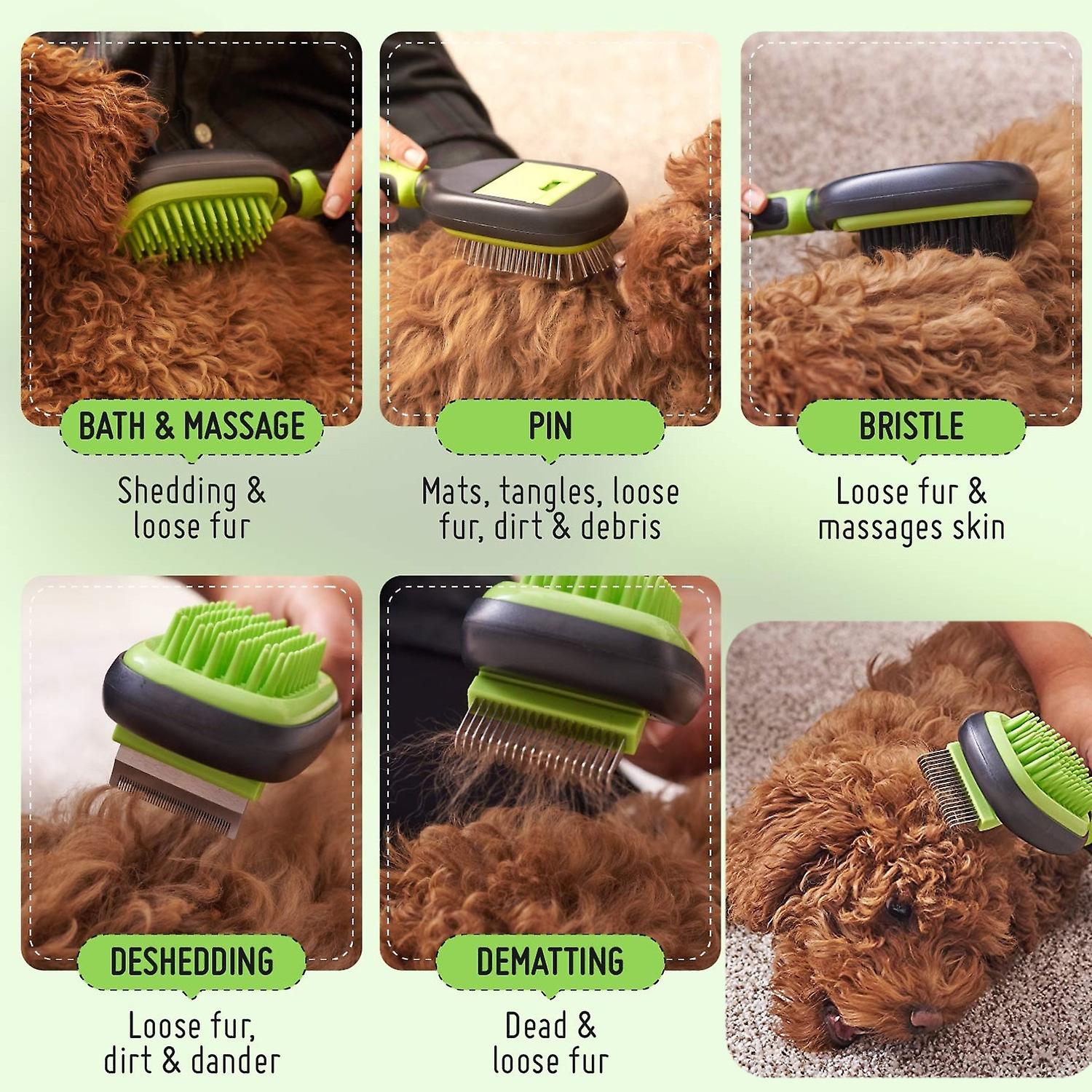Self Cleaning Slicker Brush Shedding And Grooming Tool For Pets, For ...