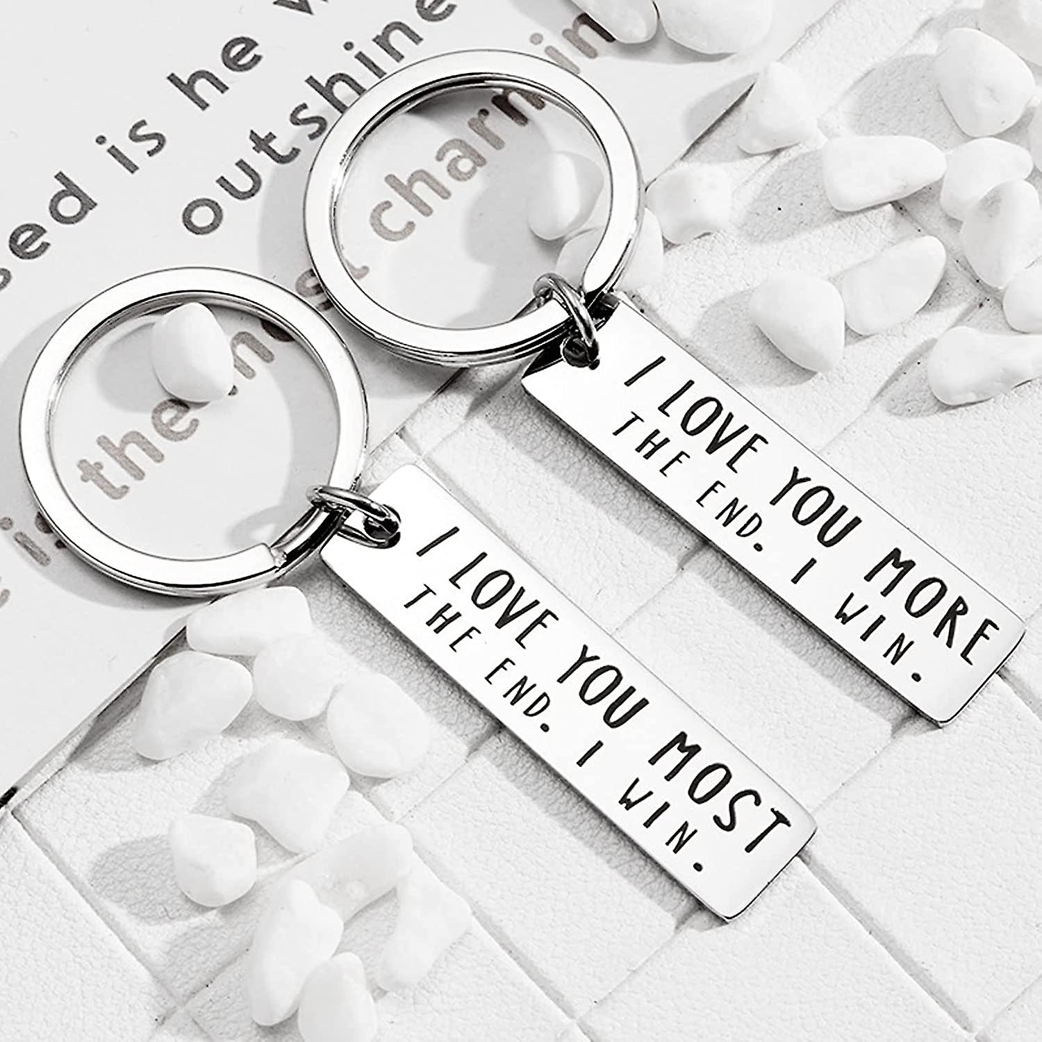 Heytea 2pcs Couple Keychains, I Love You More I Love You Most Key Rings ...