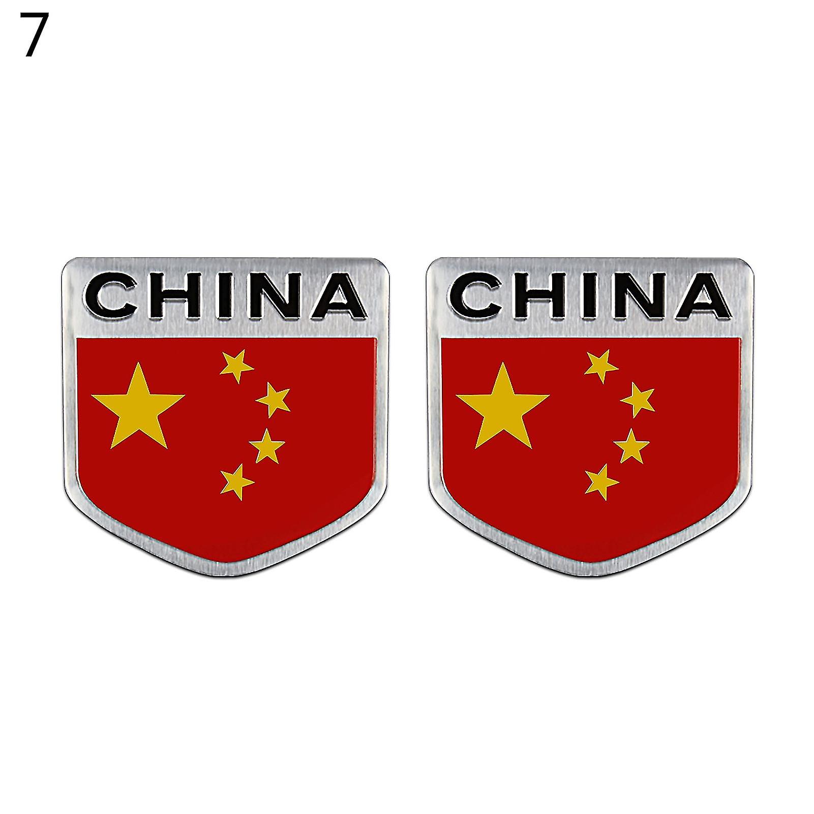 2stk Kina flag klistermærke delikat 3d mønster aluminium kuppelformet ...