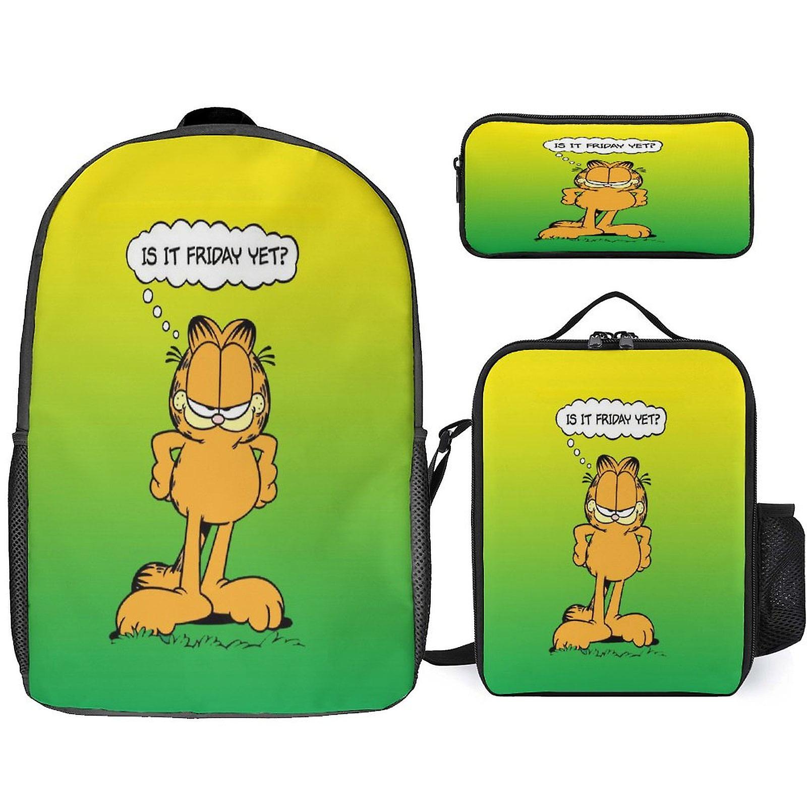 Garfield Backpack Set Cartoon Backpacks with Pencil Case & Lunch Bag ...