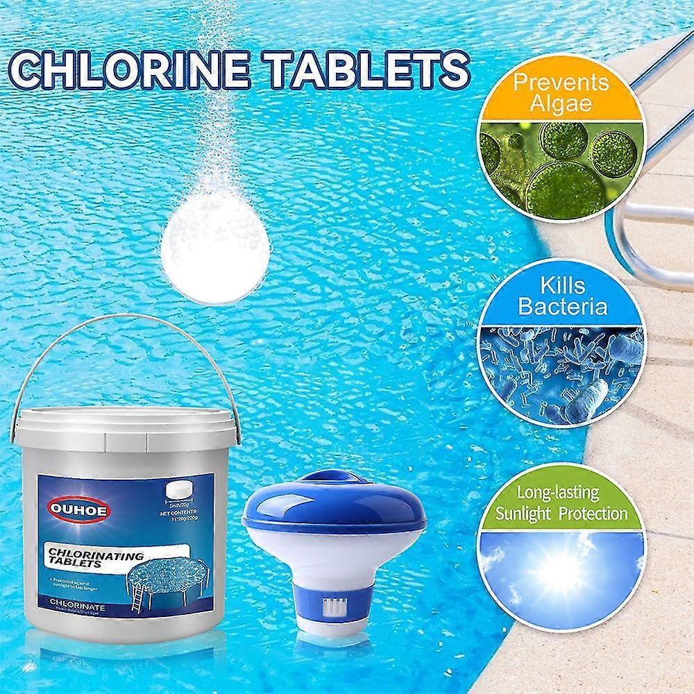 300pcs Chlorine Tablets Cleaning Tablet Chemical Floating Swimming Pool ...