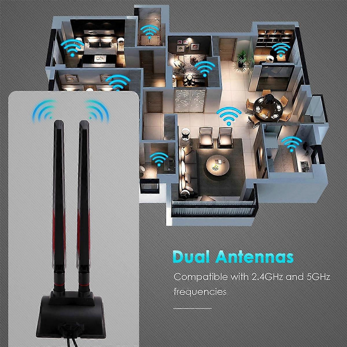2.4GHz 5GHz Magnetic Base WiFi Antenna for Router Wireless Network Card ...