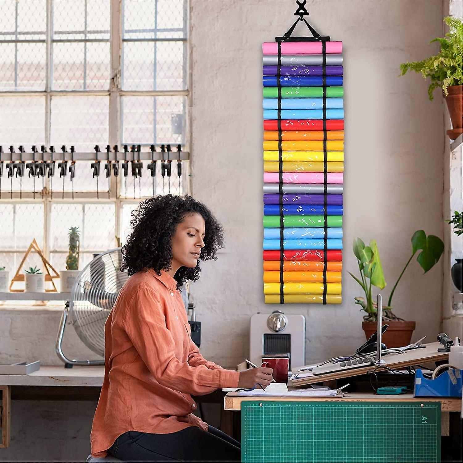 24 Roll Compartments Vinyl Storage Organizer,Vinyl Roll Holder with ...