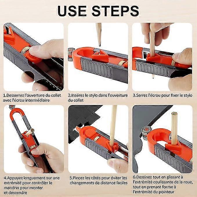 Contour Gauge Ruler with Lock, Profile Tracing Ruler with Pencil ...