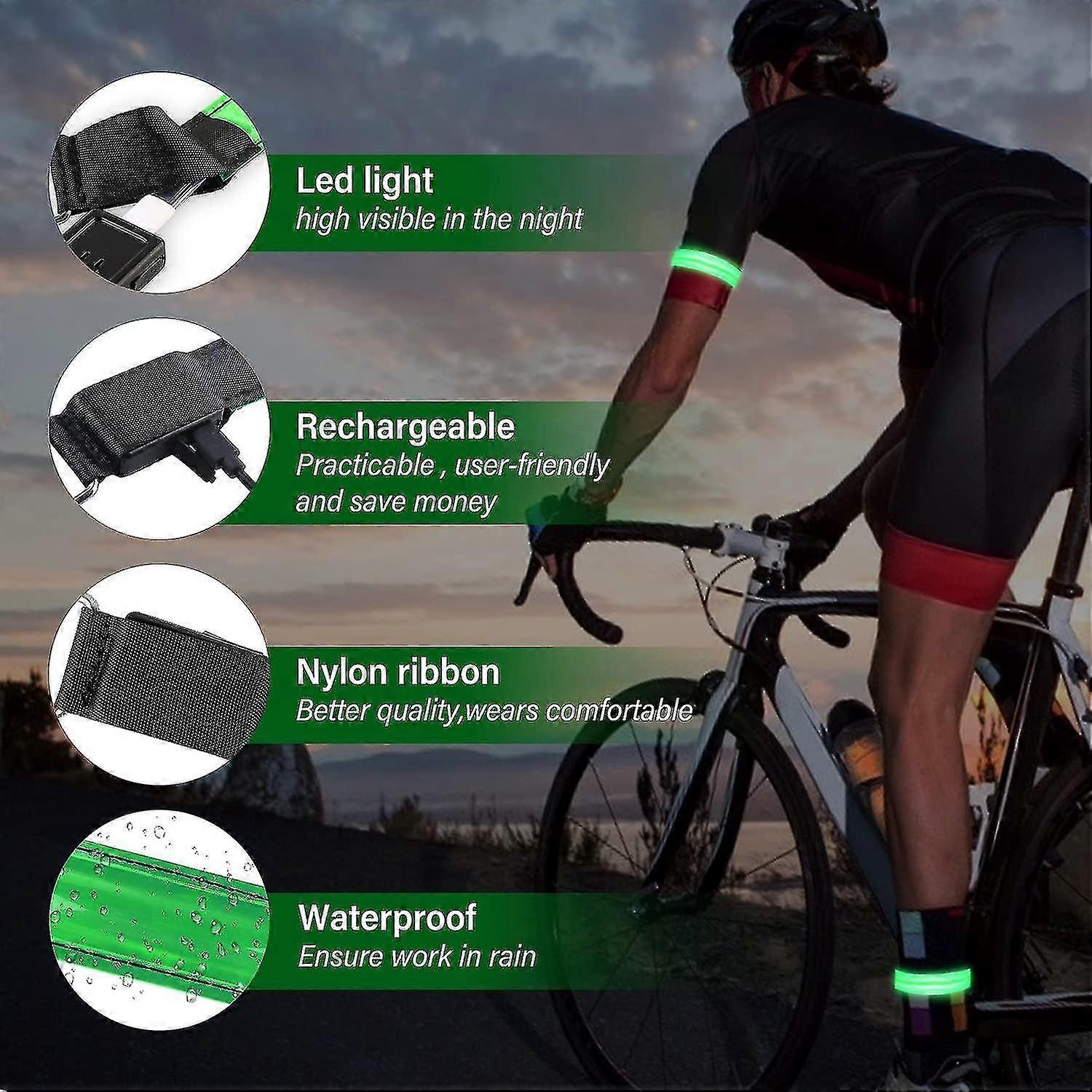 4 Pack Usb Rechargeable Led Light Wristbands, Reflective Led Running ...