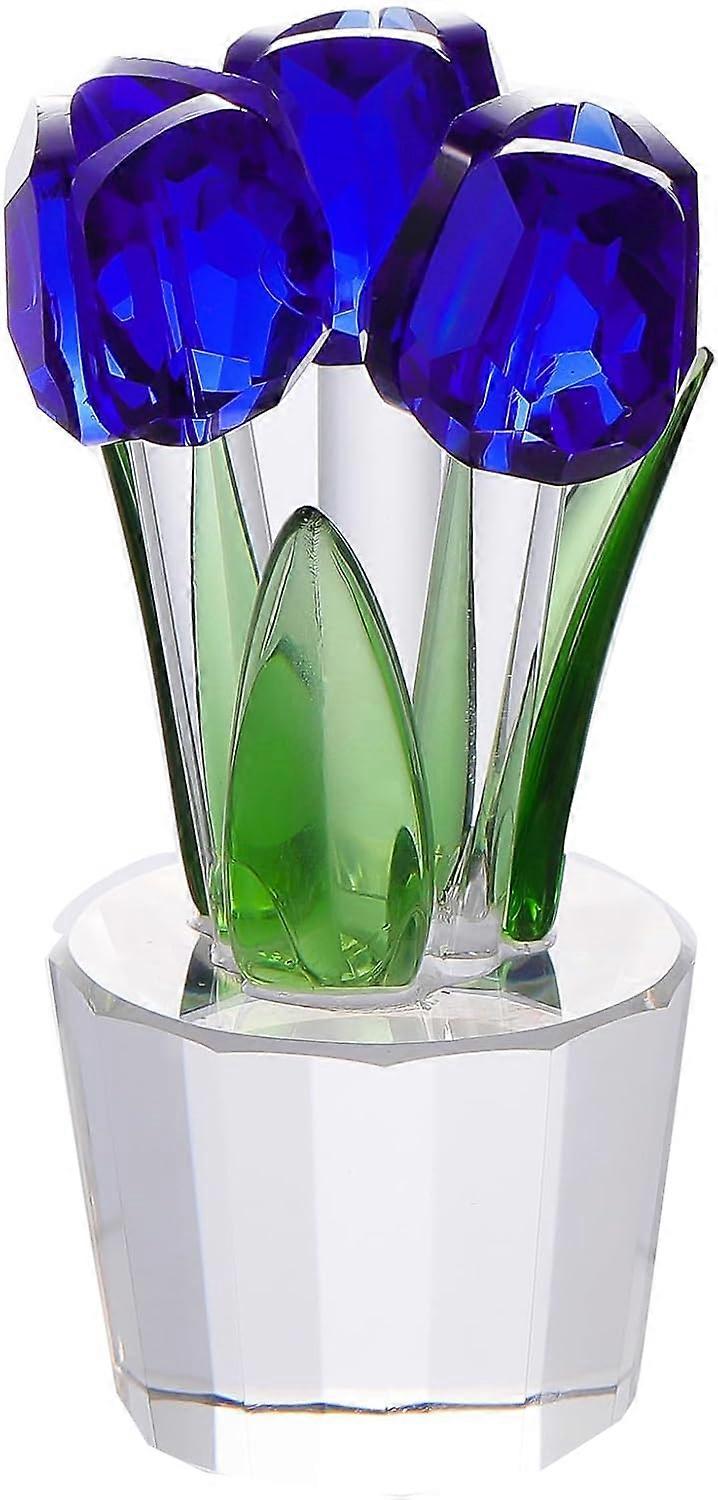 Crystal Tulips Flower Bouquet Figurine Collectible Gifts for Women, Glass Floral Centrepiece ...