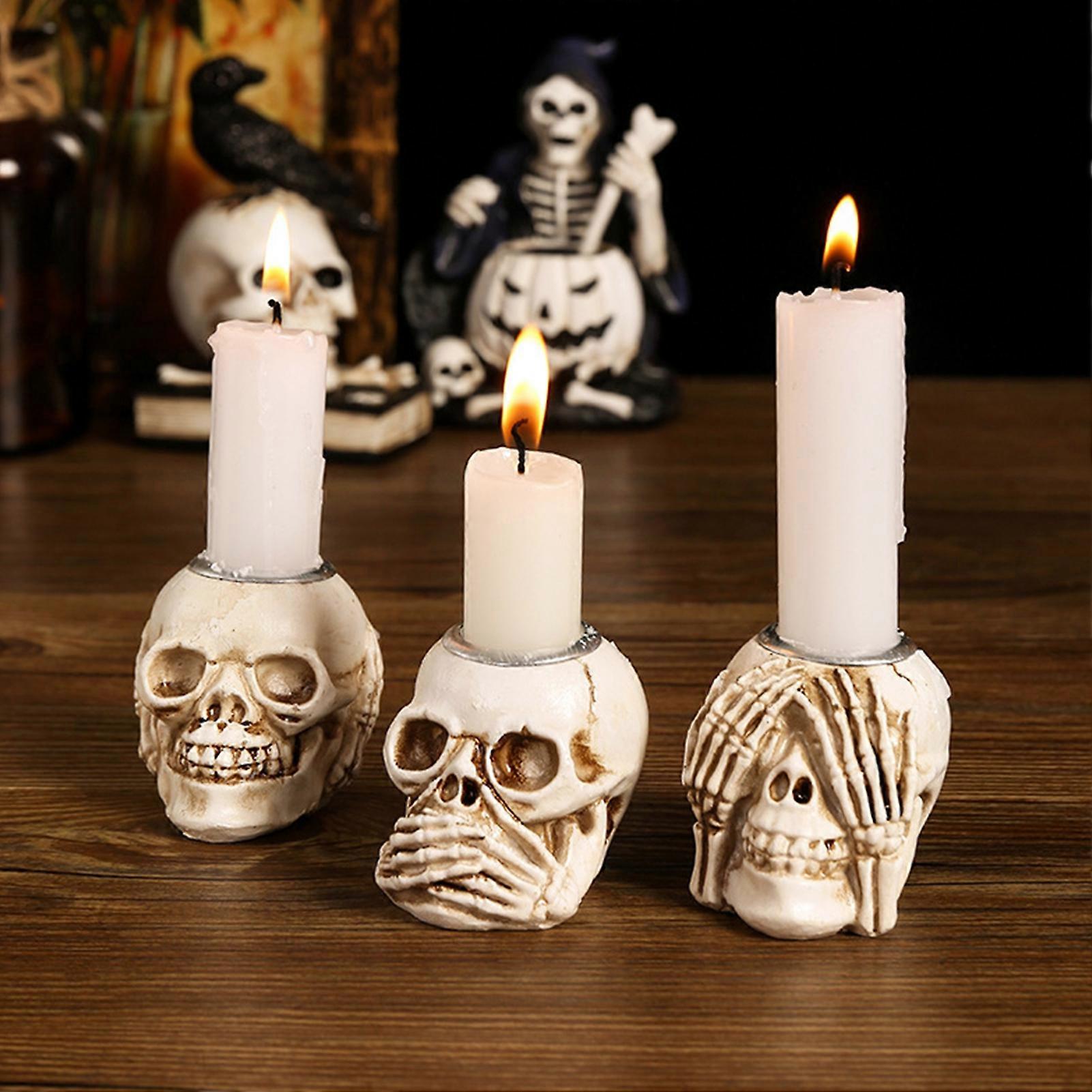 Spooky Skull Candle Holder Realistic Skeleton Bones Heat-resistant ...