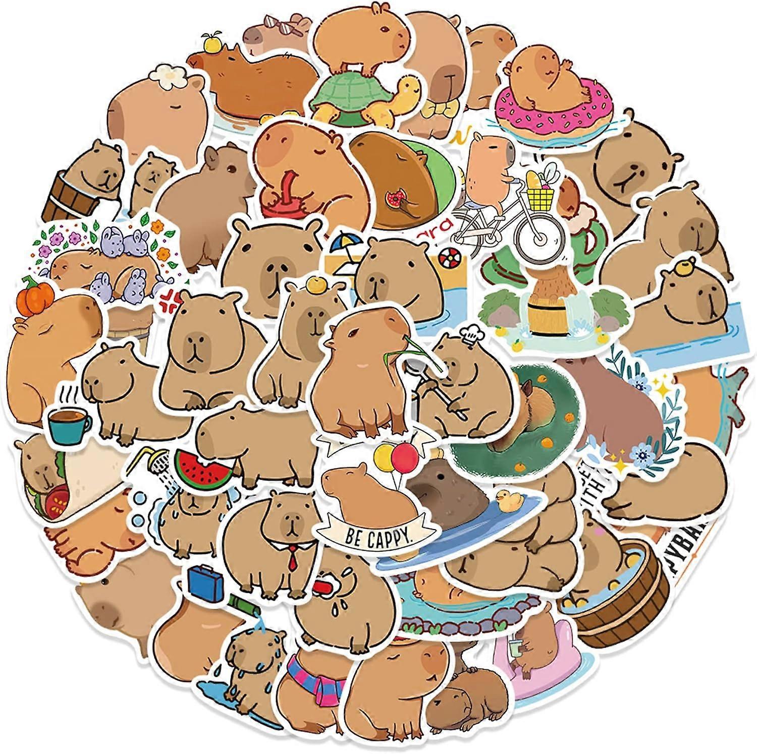 100Pcs Capybara Sticker Waterproof PVC Cartoon Animal Sticker Set Cute ...