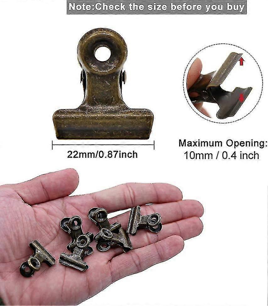 Antique Brass Small Bulldog Clips, 30Pack Hinge Clip 1 Inch Metal ...