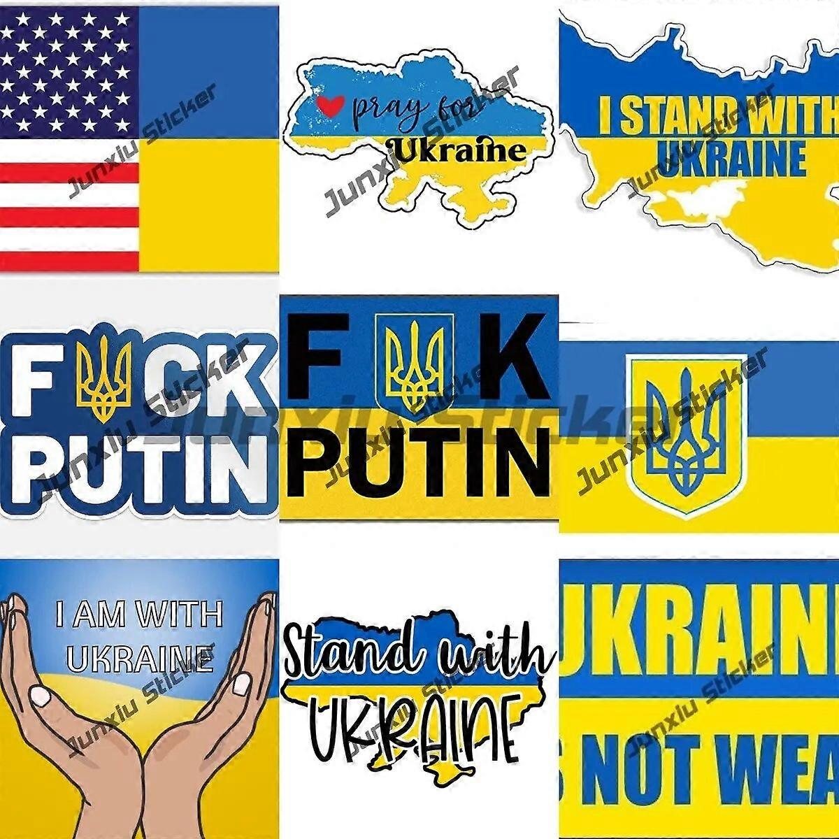 Ukraine Flag Stickers with Ukrainian Emblem UA Stickers Waterproof ...