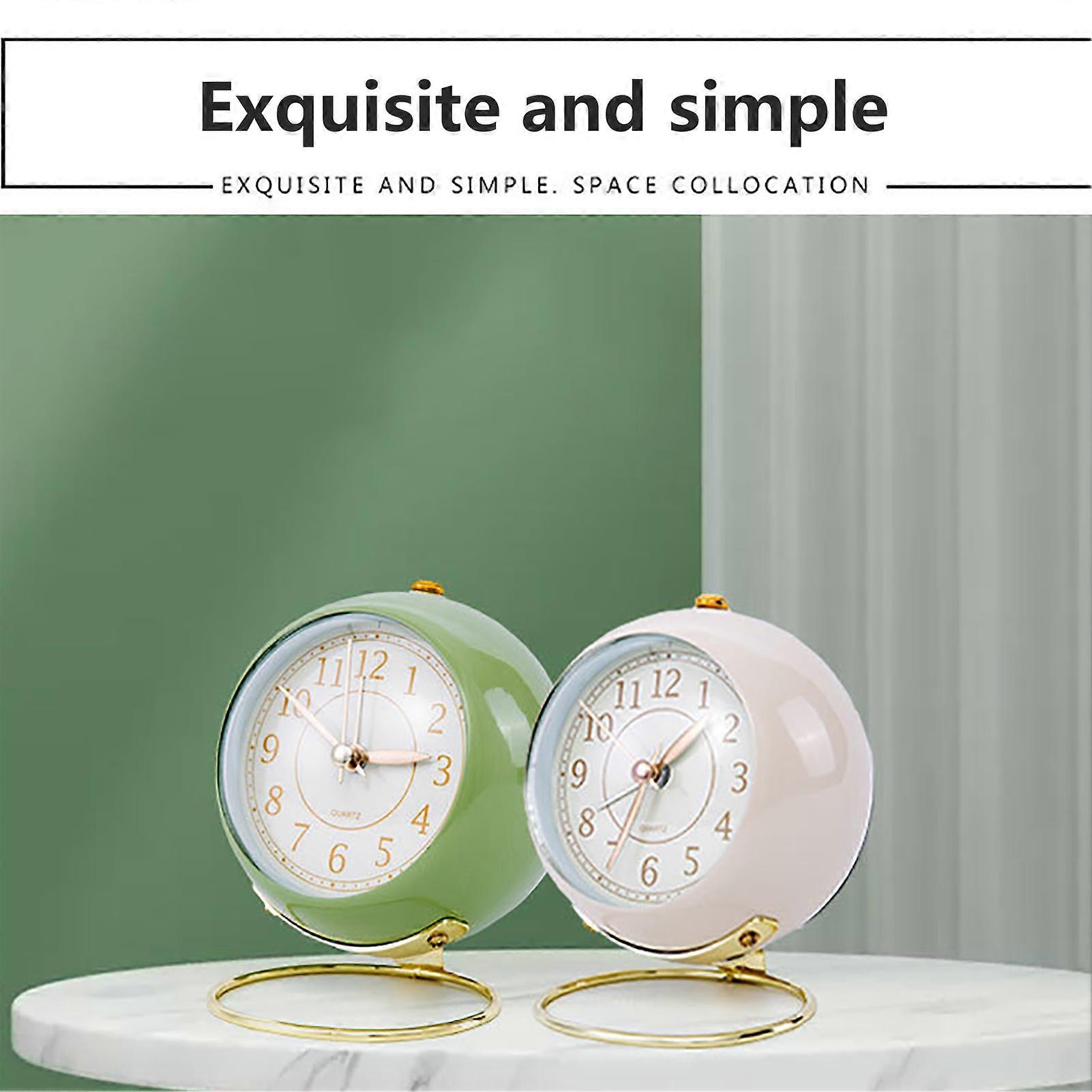 Analog Alarm Clock with LED Light Non-Ticking Battery Operated Bedroom ...