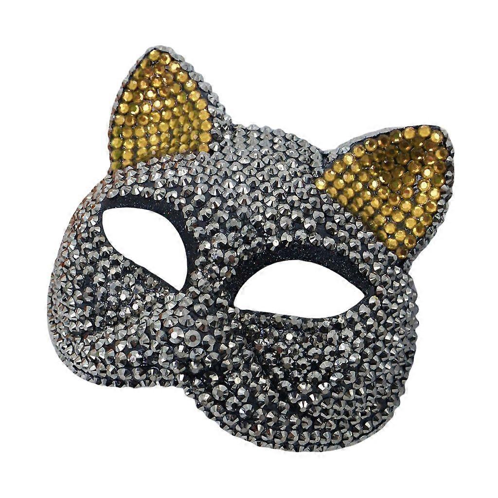 Rhinestones Masquerade Mask Cats Face Mask For Women Men Cosplay ...