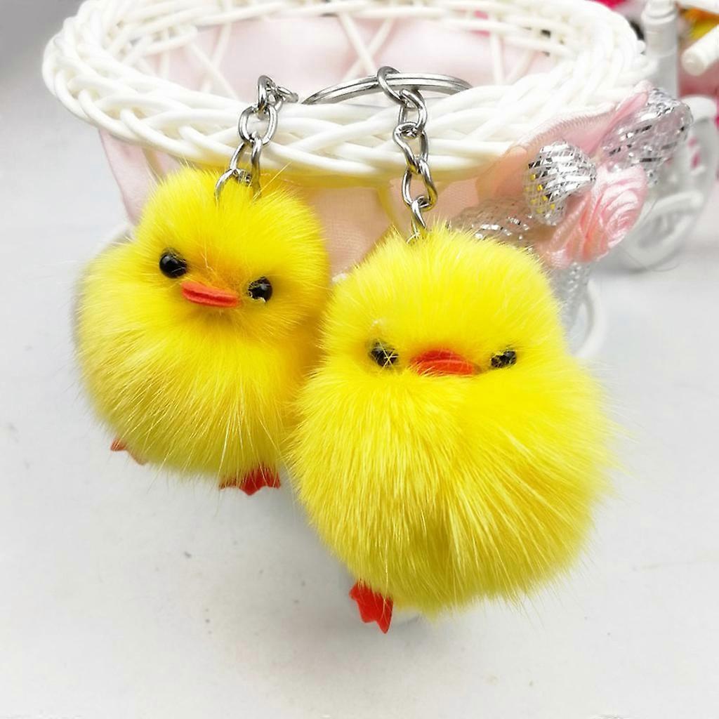 5 Pcs/Set Furry Yellow Duck Key Ring Fluff Soft Chick Keychains Nice ...