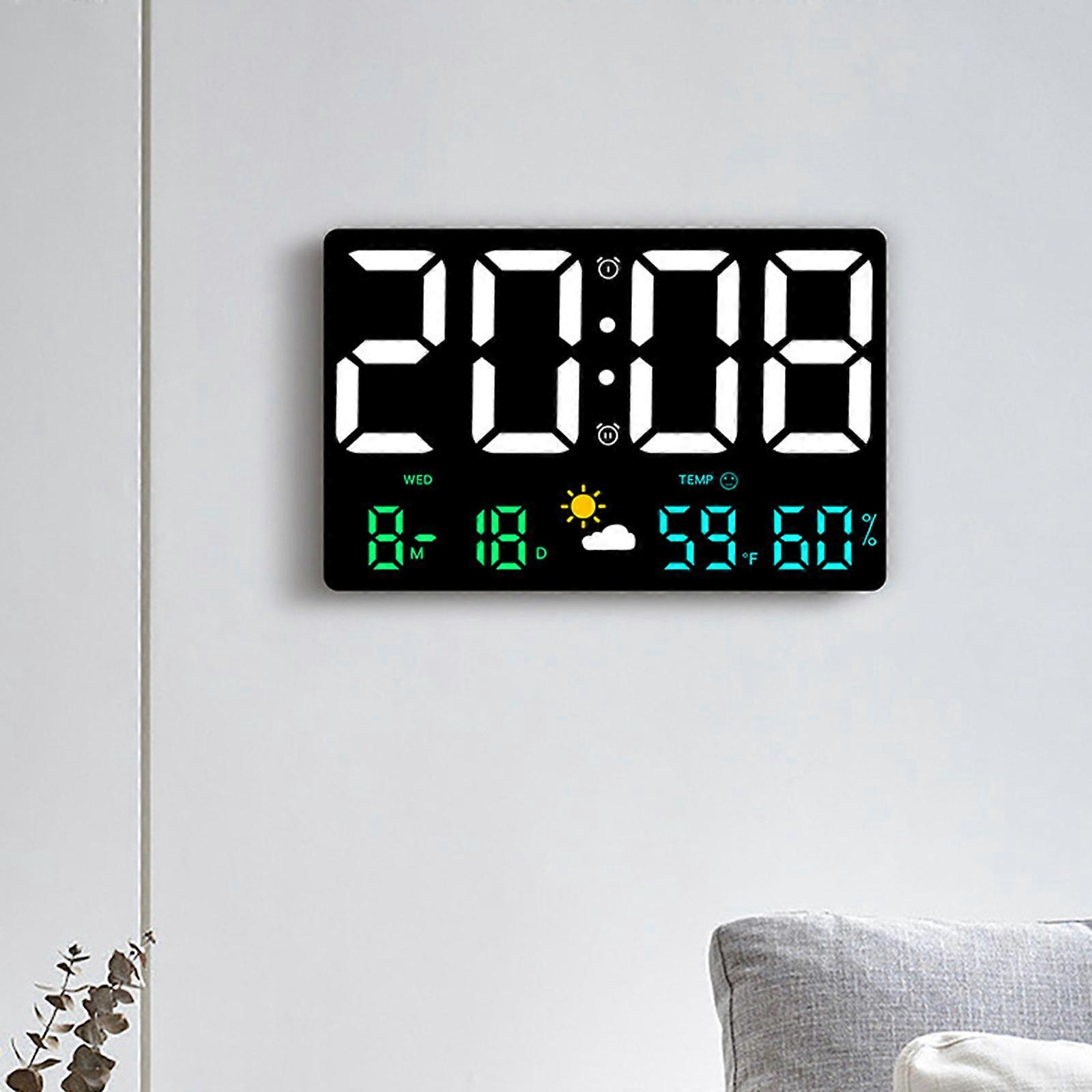 Large Digital LED Wall Desk Clock Calendar with Alarms,Temperature ...
