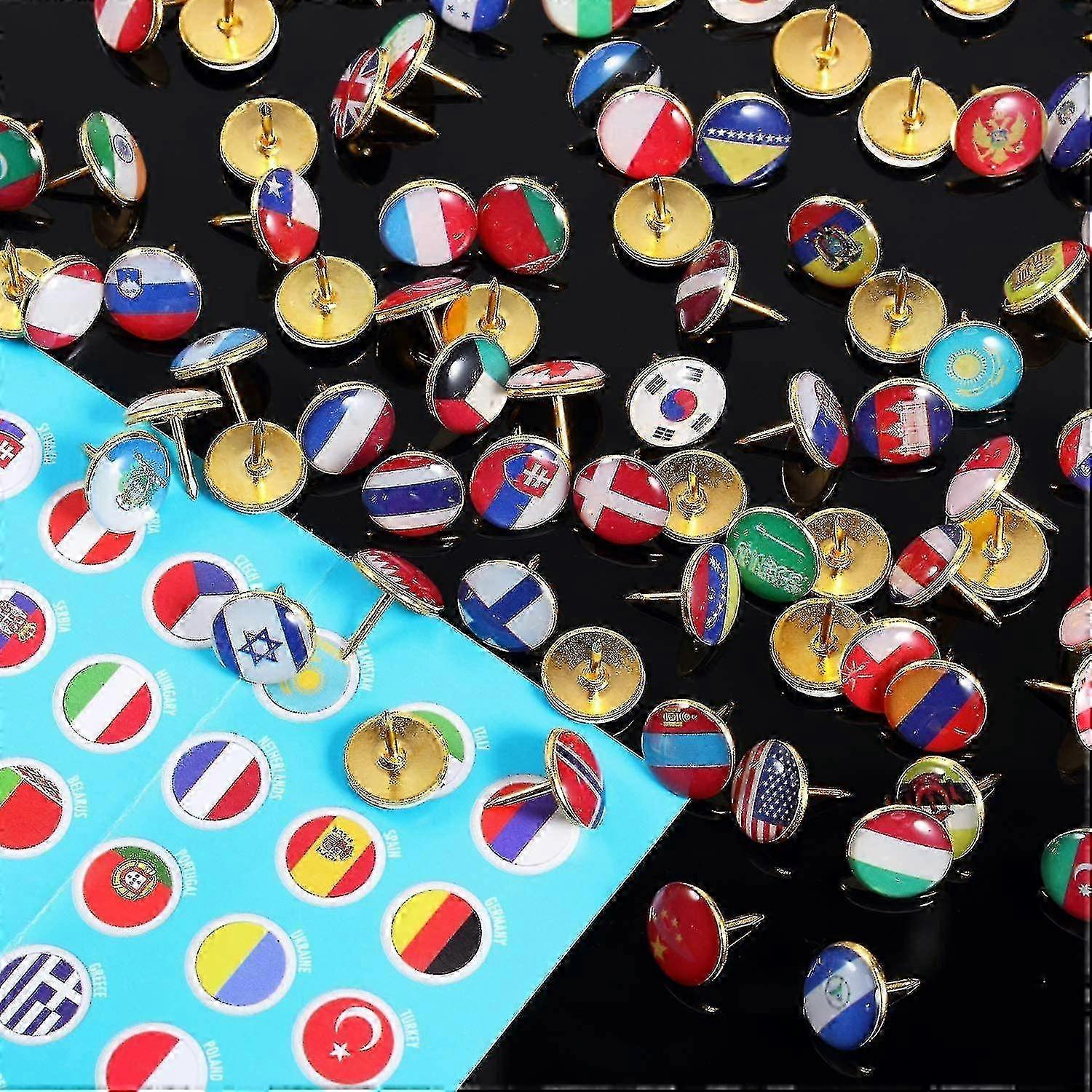 Flag Push Pins for Bulletin Board - Assorted Countries Design (100 ...