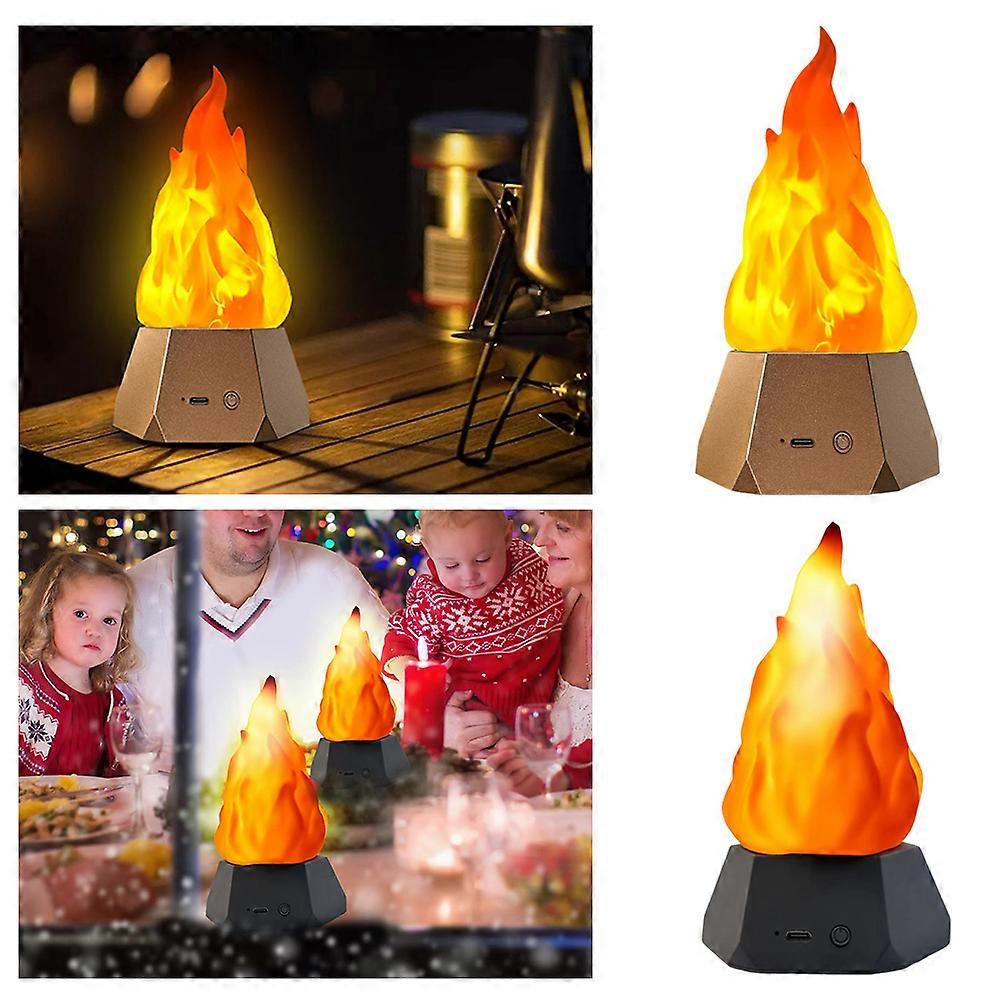 Portable LED Fake Flame Campfire Lamp USB Rechargeable Night Light ...