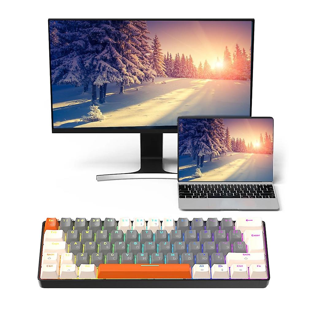 60% Wired Russian Gaming Keyboard, RGB Backlit Mini Keyboard 62 Keys ...
