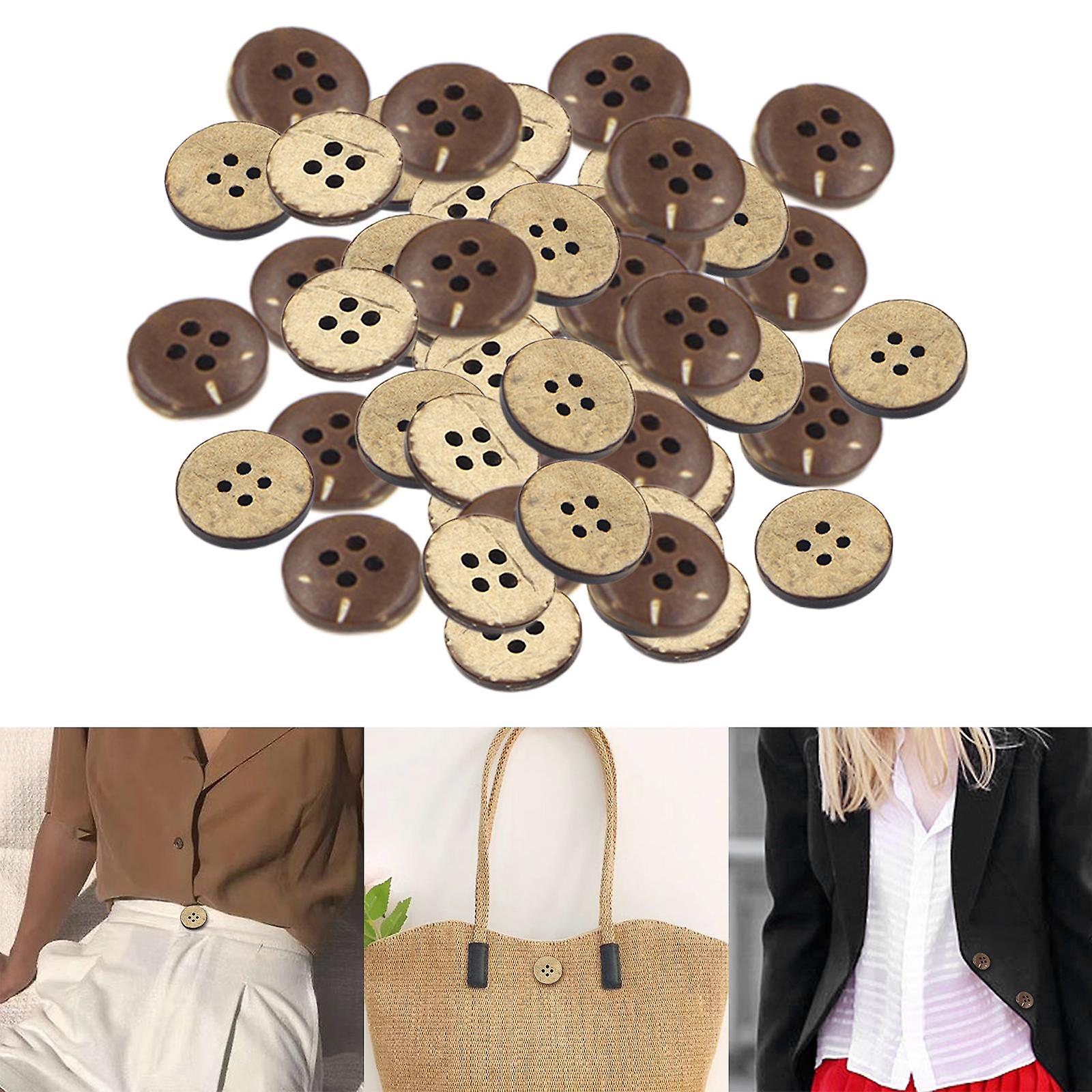 100x Coconut Shell Buttons Decor Handmade for Clothes Scrapbook 4 Holes ...