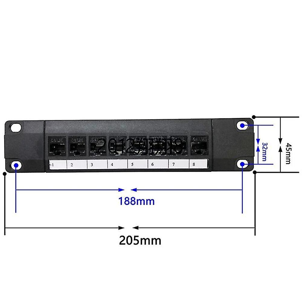 8 Port Straight-through Cat6 Patch Panel Rj45 Network Cable Adapter ...