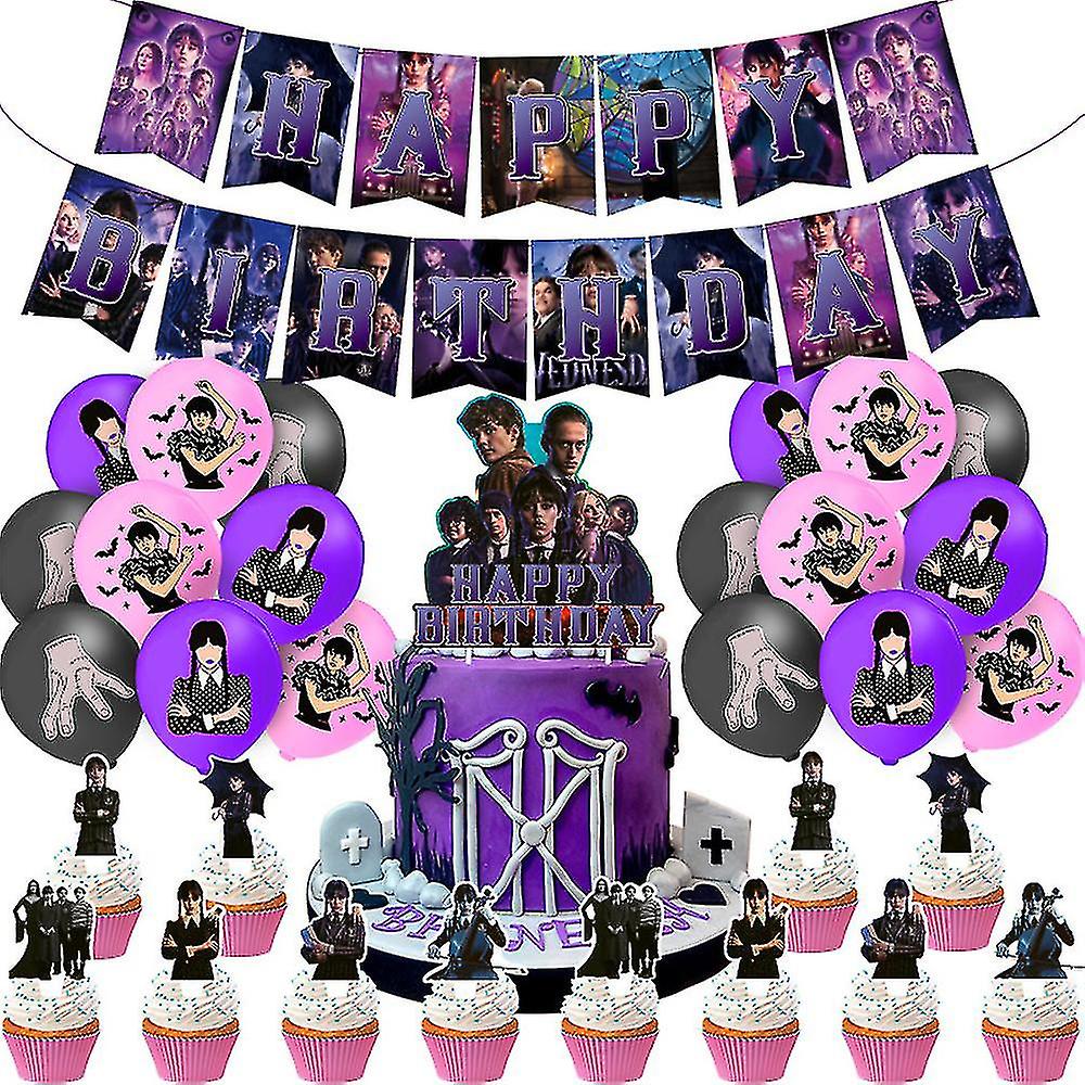 Wednesday Addams Theme Kids Birthday Party Supplies Decorations ...