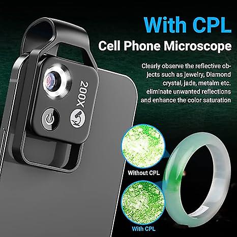 200X Phone Mini Pocket Microscope with LED Light Portable Digital ...