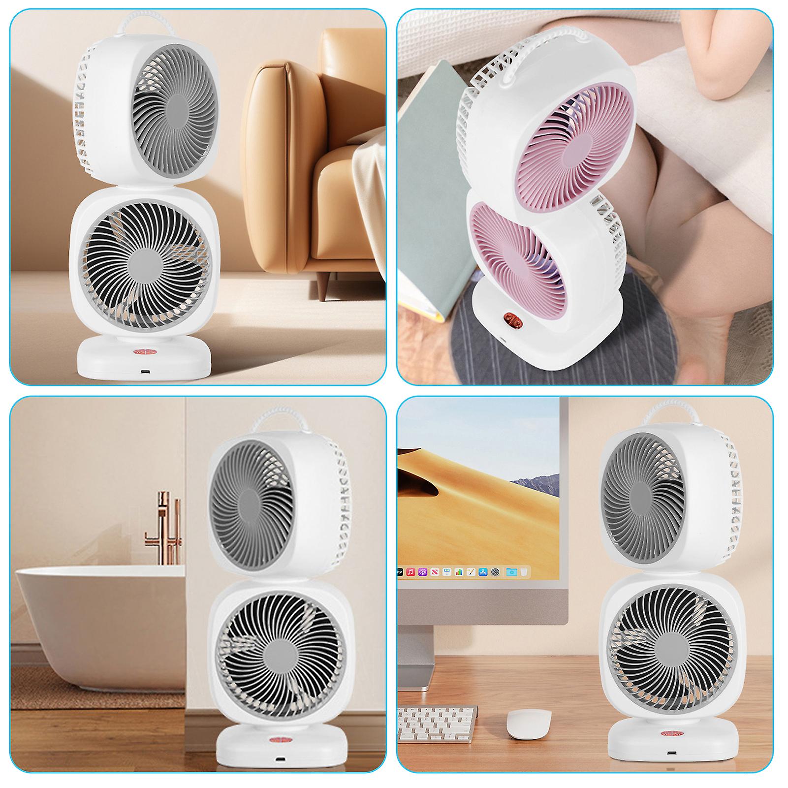 Rotatable Double Layer Fan Rechargeable Electric Tabletop Fan for Home ...