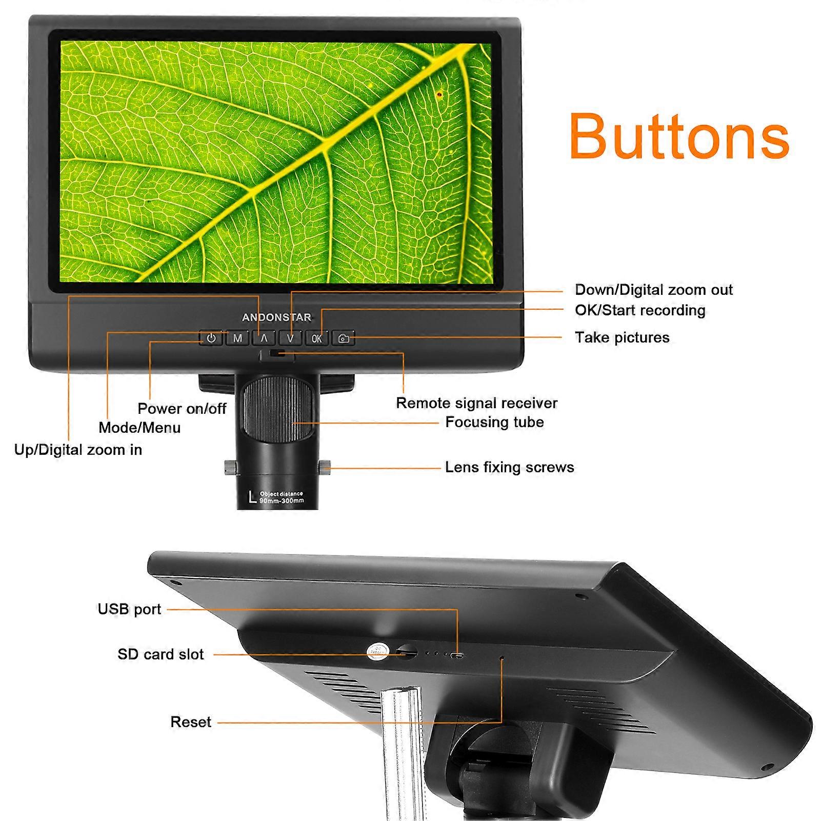 Professional Digital Microscope 1080P 10inch LCD Display 4X Display ...