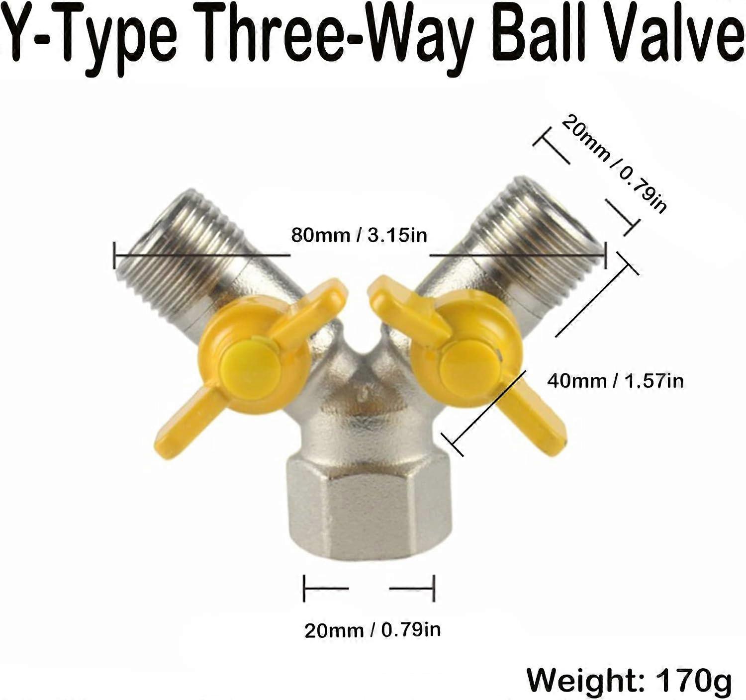 1/2" Brass Y Switch Valve, 2-Way Faucet Splitter Y-Distributor, Gas ...
