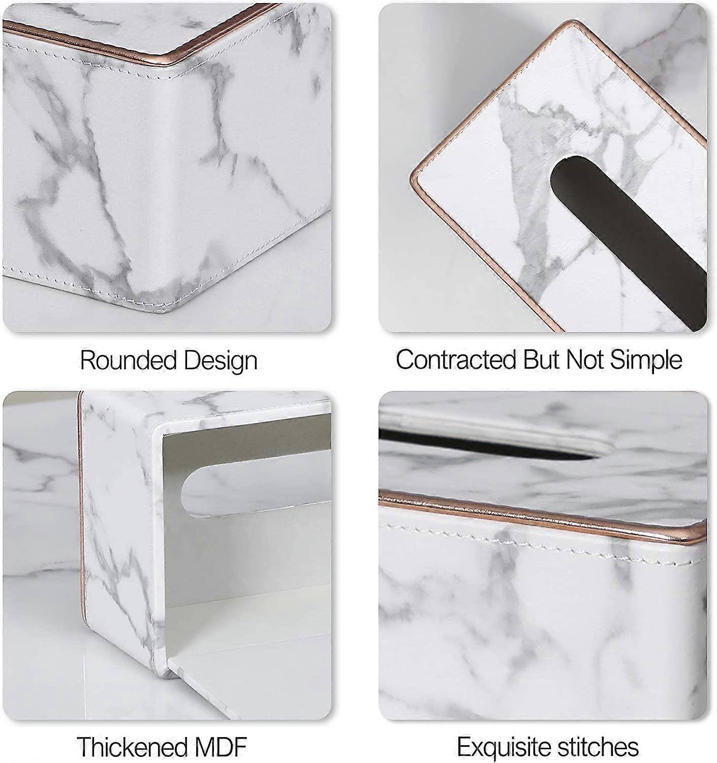 Tissue Box Cover Rectangular PU Leather Facial Tissue Dispenser Box ...